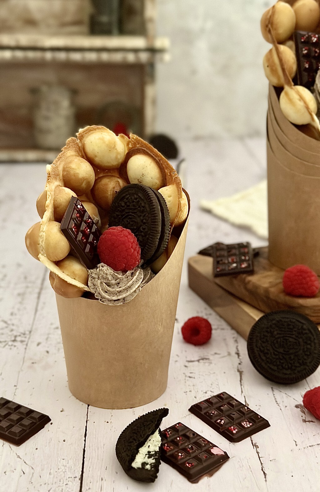 Bubble Waffeln mit Oreocreme - Von Januar bis Dezember